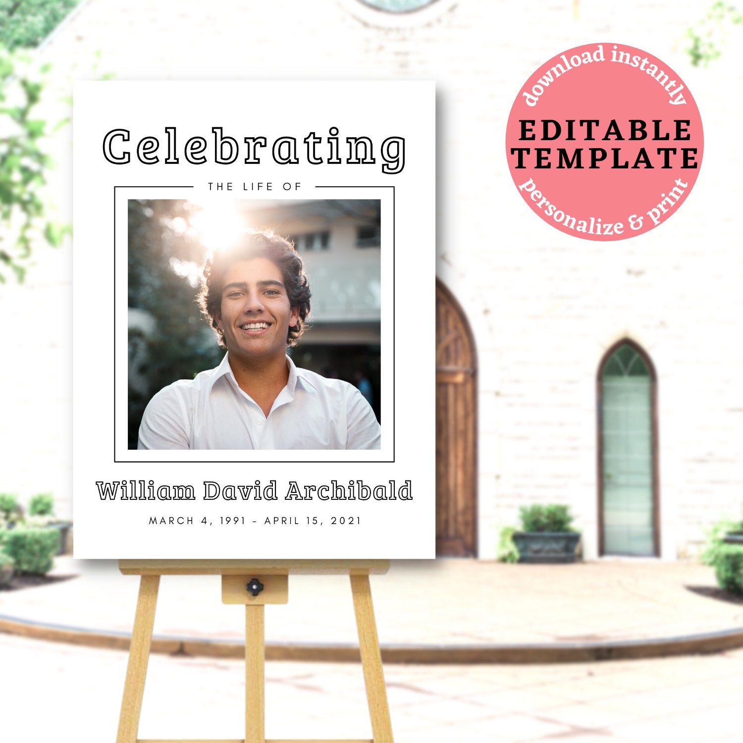 Editable Funeral Sign Celebration of Life, Large Funeral Sign, Memorial ...