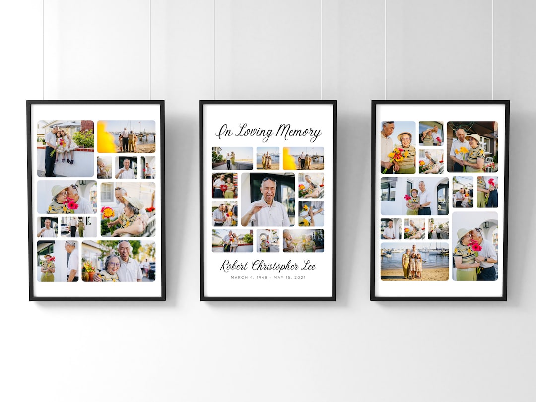 Funeral Collage Poster Set - Celebration of Life, Large Funeral Sign ...