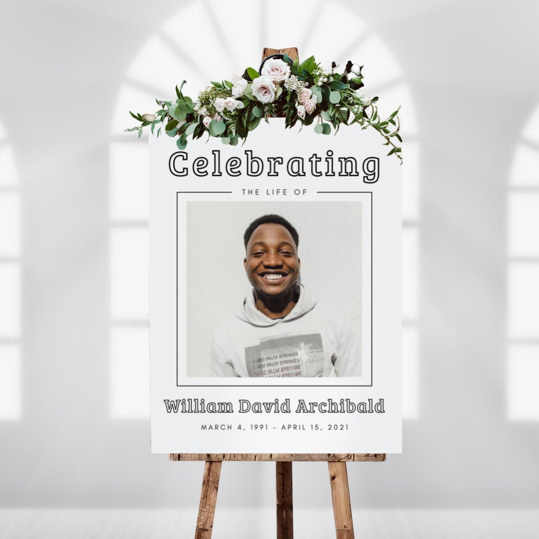 Editable Funeral Sign - Celebration of Life, Large Funeral Sign ...