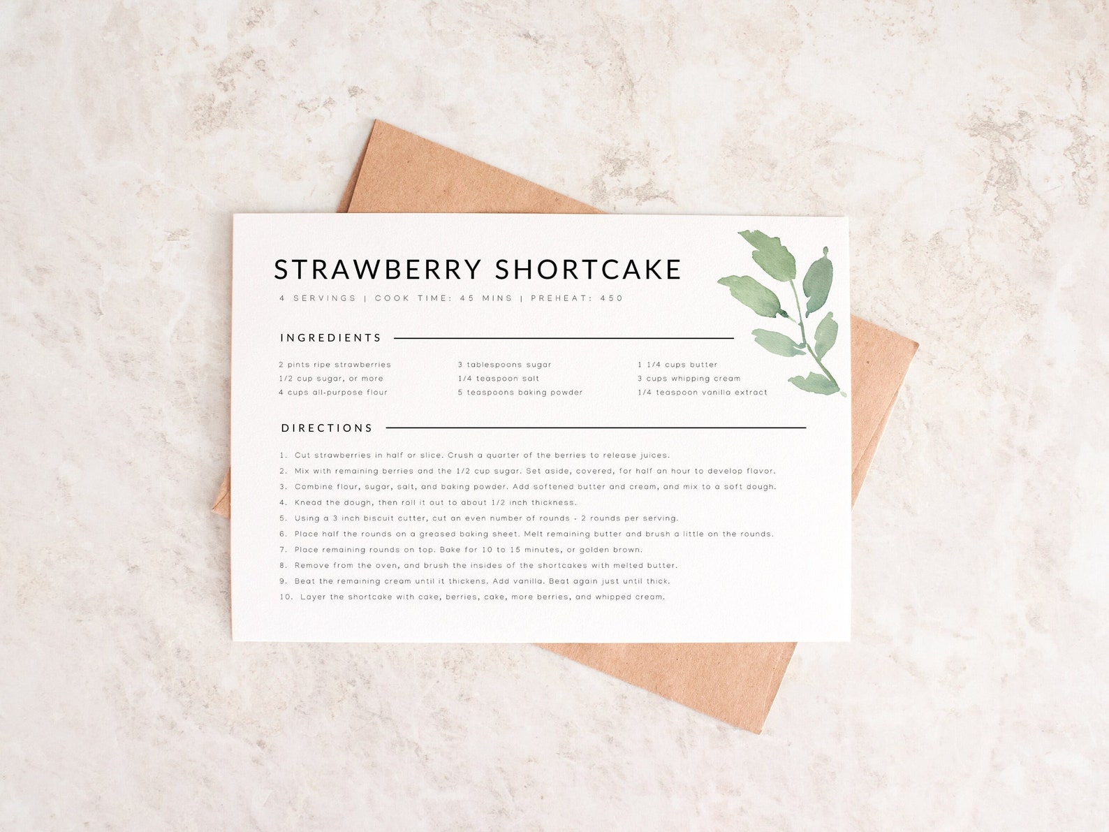 Minimalist Recipe Card Template, Editable Simple Recipe Card, Modern ...