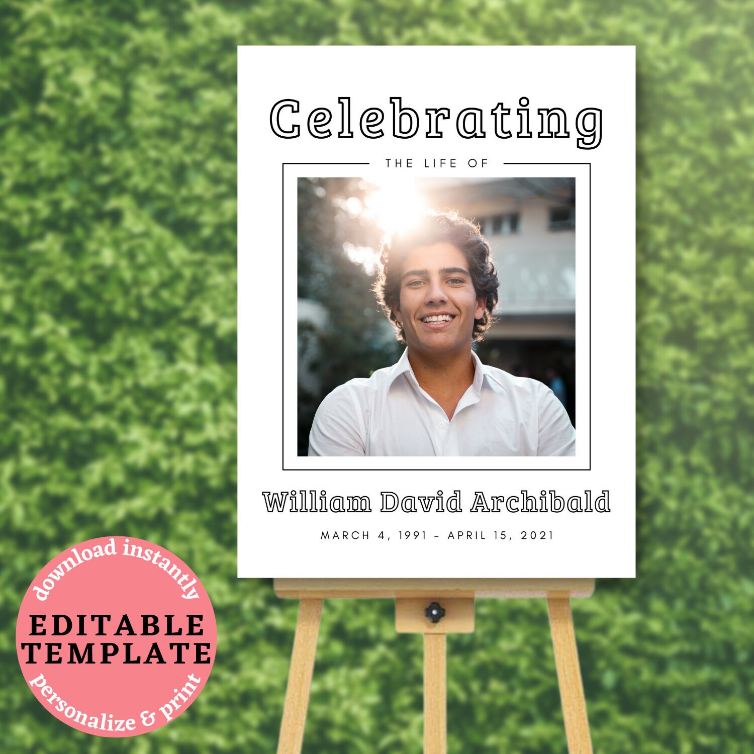 Editable Funeral Sign Celebration of Life, Large Funeral Sign, Memorial ...