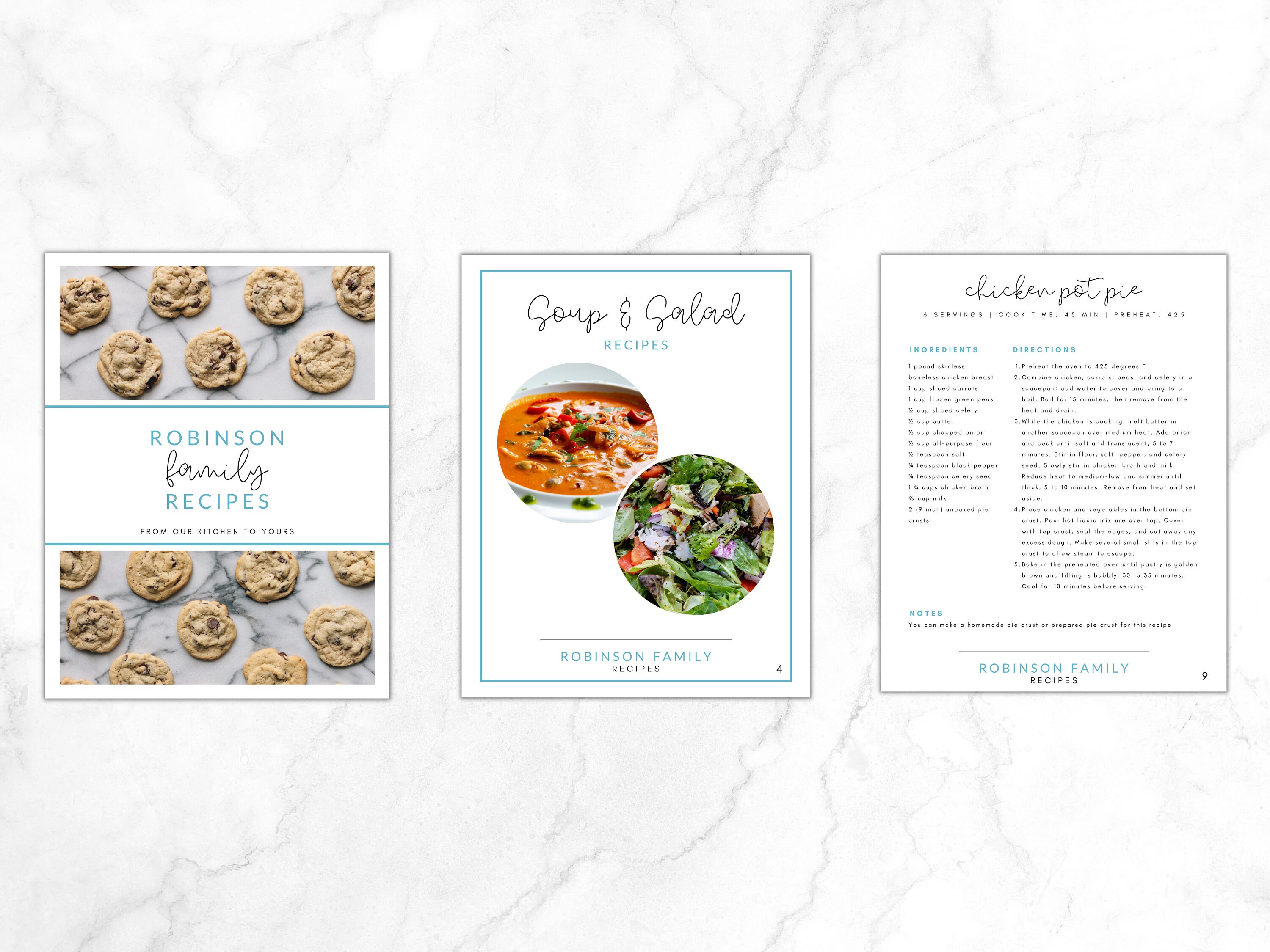 Cook Book Template, Editable Recipe Book, Modern Recipe Card, Printable ...
