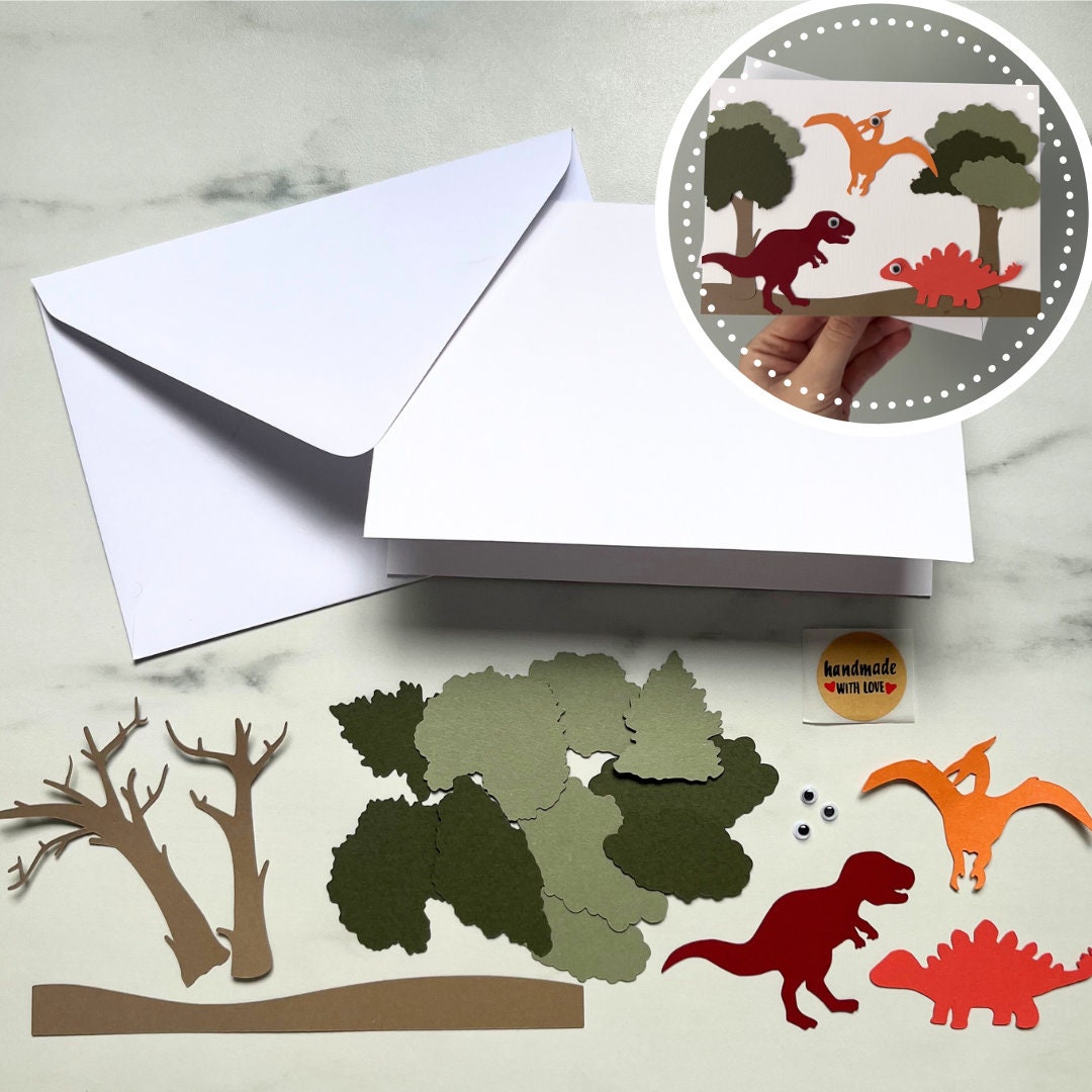 Kids Make Your Own Dinosaur Card Craft Kit - Etsy