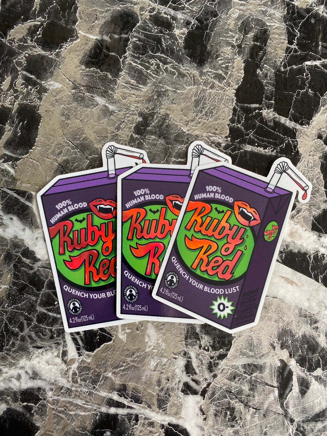 Ruby Red Vampire Juice Box Holographic Sticker by Sami Demonster - Etsy