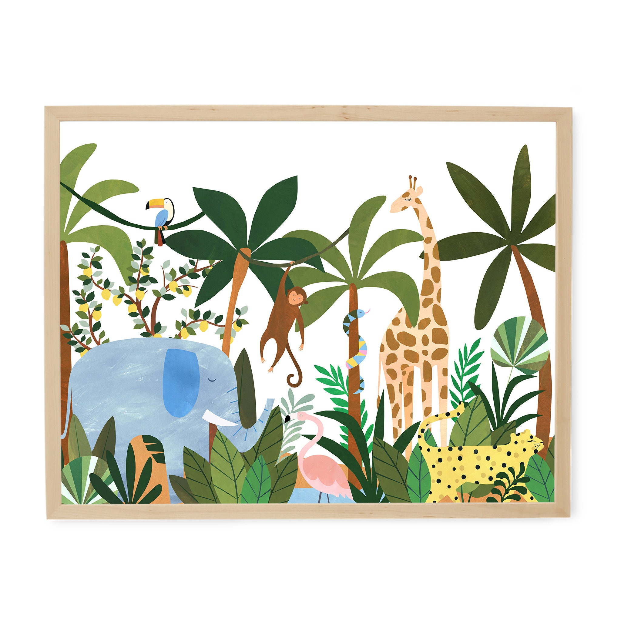 Safari & Jungle Animal Scene| Kids Wall Art | Nursery Art | Jungle ...