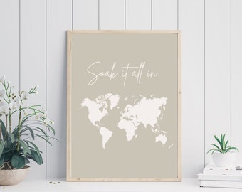 Neutral World Map | Etsy