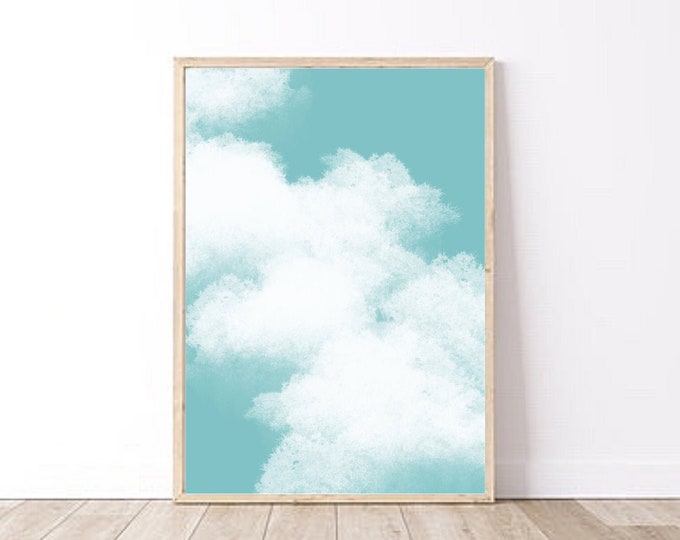 Cloud Print Light Blue Photo Downloadable Prints Printable Wall Art ...
