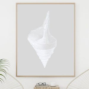 Gray Conch Shell Print, Sea Shell Wall Art, Coastal Decor, Beach Art ...