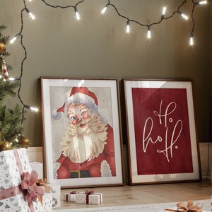 Santa Christmas Print, Red Christmas Art, 2 Piece Wall Art, Christmas ...
