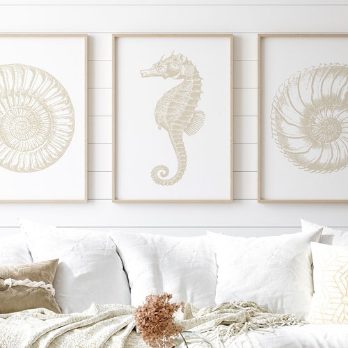 Neutral Coastal Wall Art 3 Beach Prints Coral Wall Art - Etsy