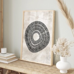 Neutral Abstract Art, Boho Abstract Print, Beige Wall Art , Black ...