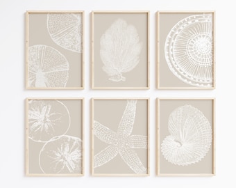 Neutral Coastal Wall Art, Set of 3 Beach Prints, Modern Abstract Beach ...