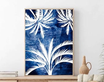 Blue Palm Print - Etsy