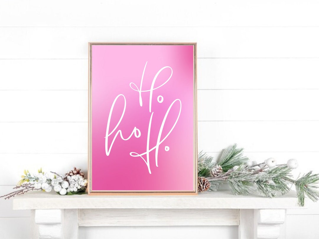 Pink Christmas, Hohoho Print, Pink Christmas Decor, Pastel Christmas ...