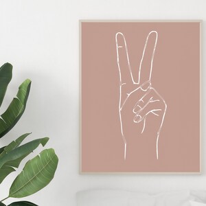 Peace Sign Outline Wall Print, Fine Line Wall Art, Minimalist Decor ...