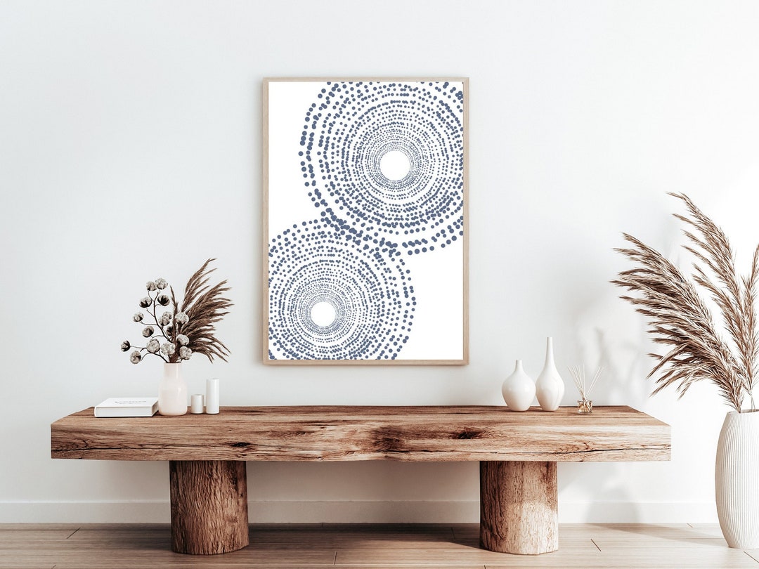 Navy Blue Wall Art, Circles Print, Abstract Circle Art, Abstract Wall ...
