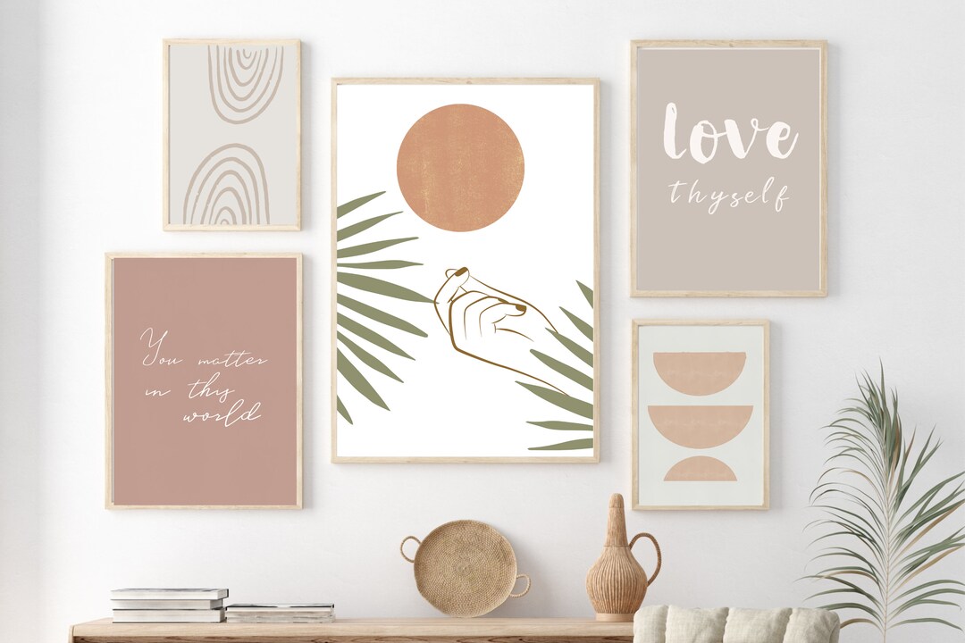 Self Love Prints, Boho Gallery Wall, Set of 5 Prints, Neutral Wall ...