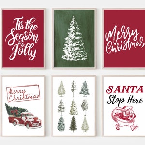 Christmas Wall Art Set, Set of 6 Prints, Christmas Gallery Wall ...