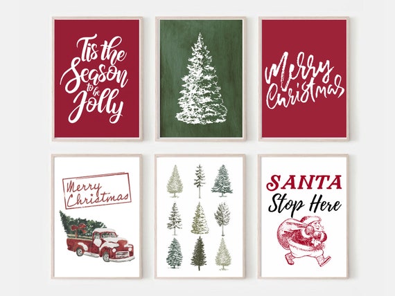 Christmas Wall Art Set Set of 6 Prints Christmas Gallery - Etsy