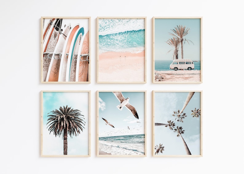 Coastal Wall Art, Beach Prints, Beach Gallery Wall Set, Modern Coastal ...