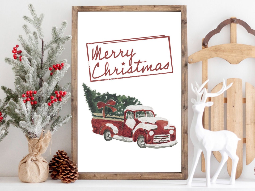 Christmas Truck Print, Christmas Wall Art, Christmas Printable ...