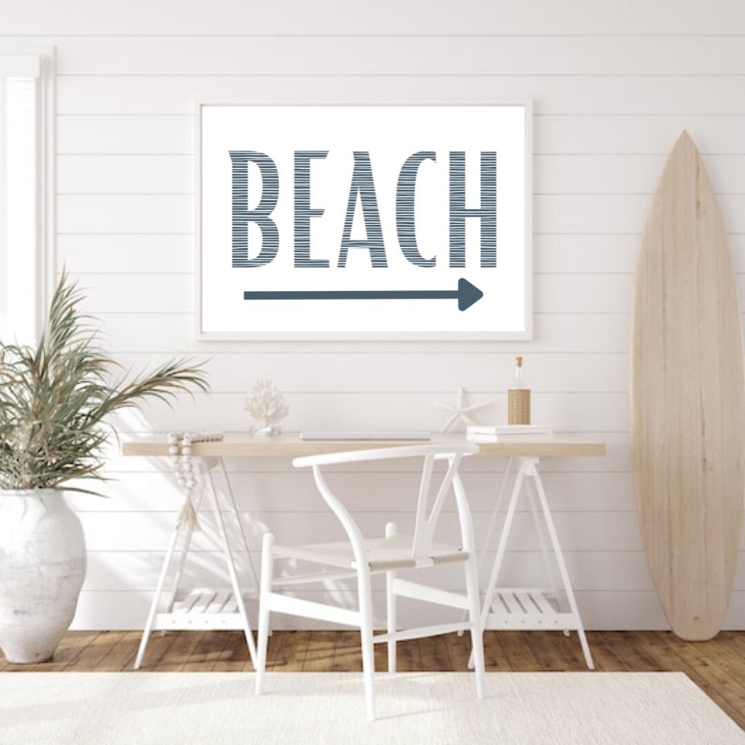 Beach Print Beach Printable Art Beach Direction Sign Lake - Etsy