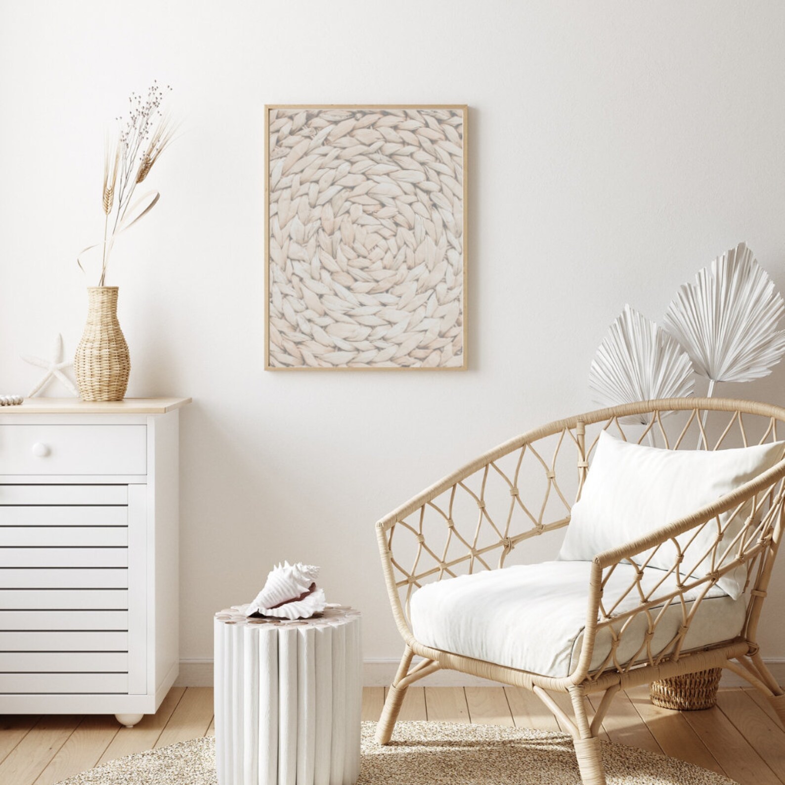 Boho Wall Decor Printable Wall Art Basket Art Rattan Wall | Etsy