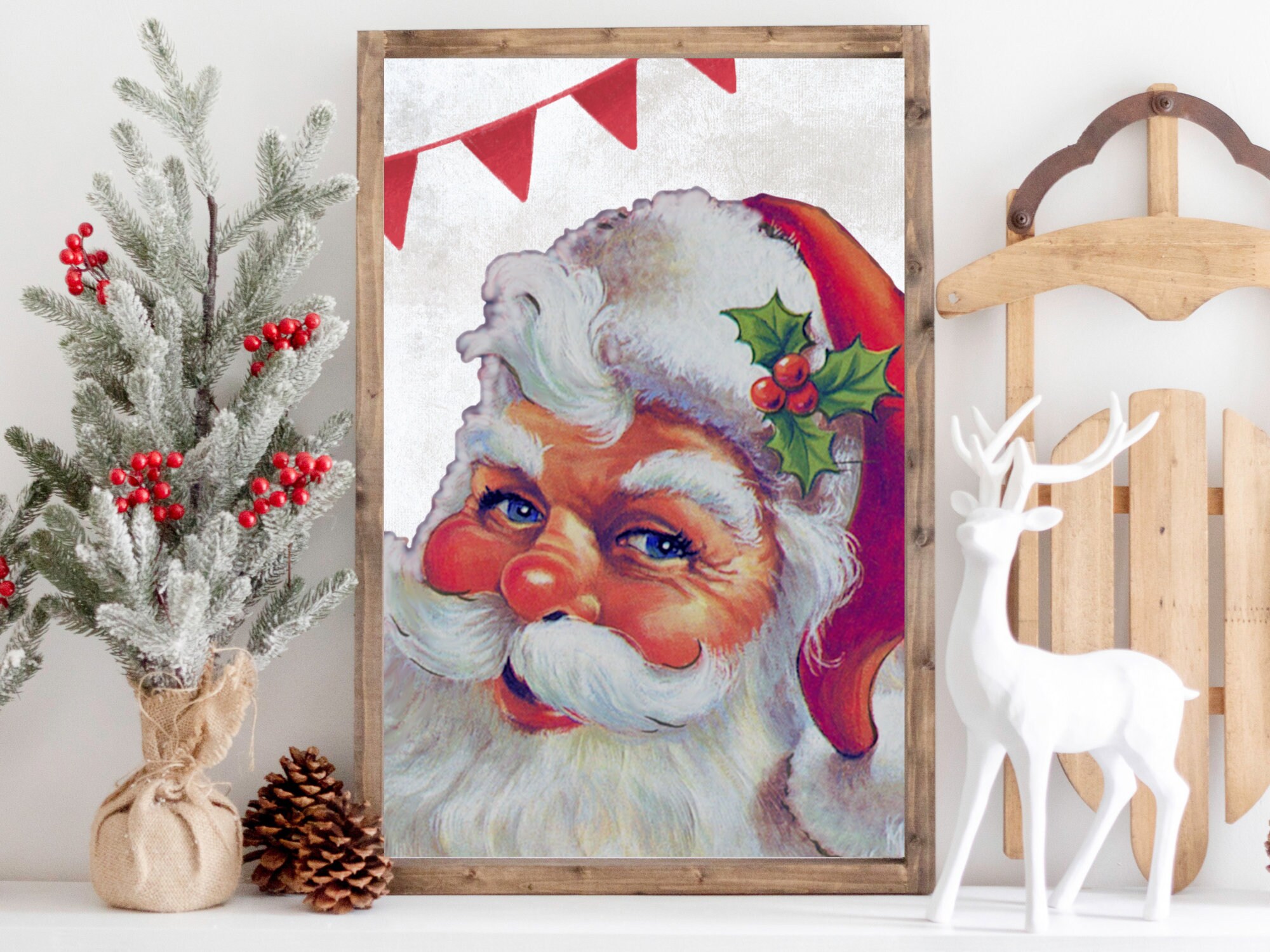Santa Clause Print, Christmas Wall Art, Christmas Printable, Vintage Santa Print poster sold by ...
