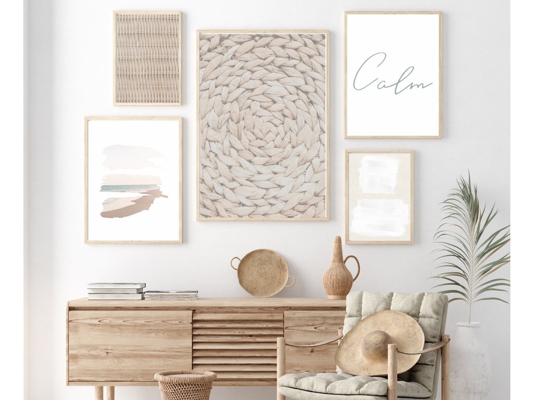 Boho Gallery Wall, Printable Wall Art, Set of 5 Prints, Neutral Wall ...