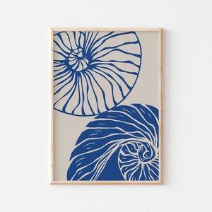 Coastal Wall Art, Ocean Prints, Sea Shell Prints, Blue Beach Art ...