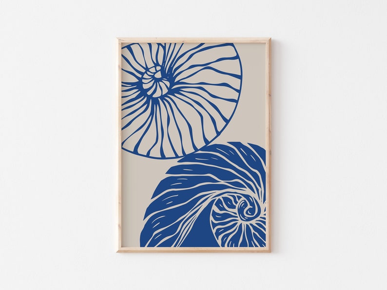 Coastal Wall Art, Ocean Prints, Sea Shell Prints, Blue Beach Art ...