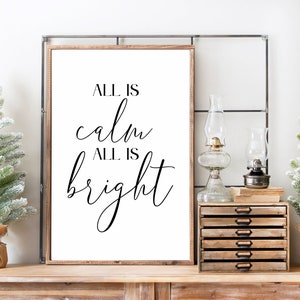 All is Calm All is Bright, Christmas Wall Art, Christmas Printable ...