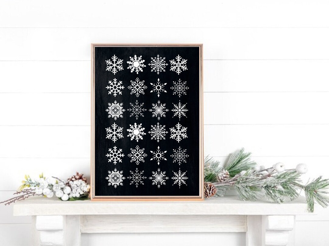 Snowflake Print, Winter Printable, Snowflakes Wall Decor, Winter Prints ...