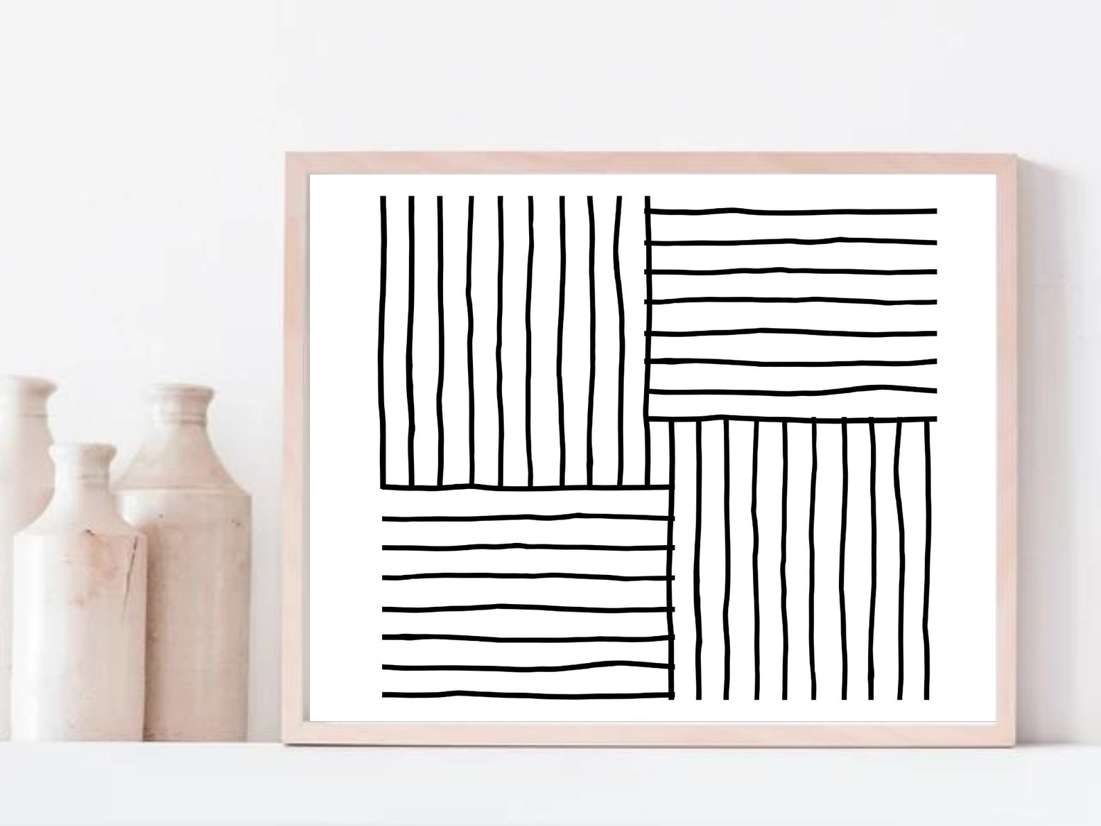 Black Line Print, Geometric Line Art, Abstract Wall Decor, Printable ...