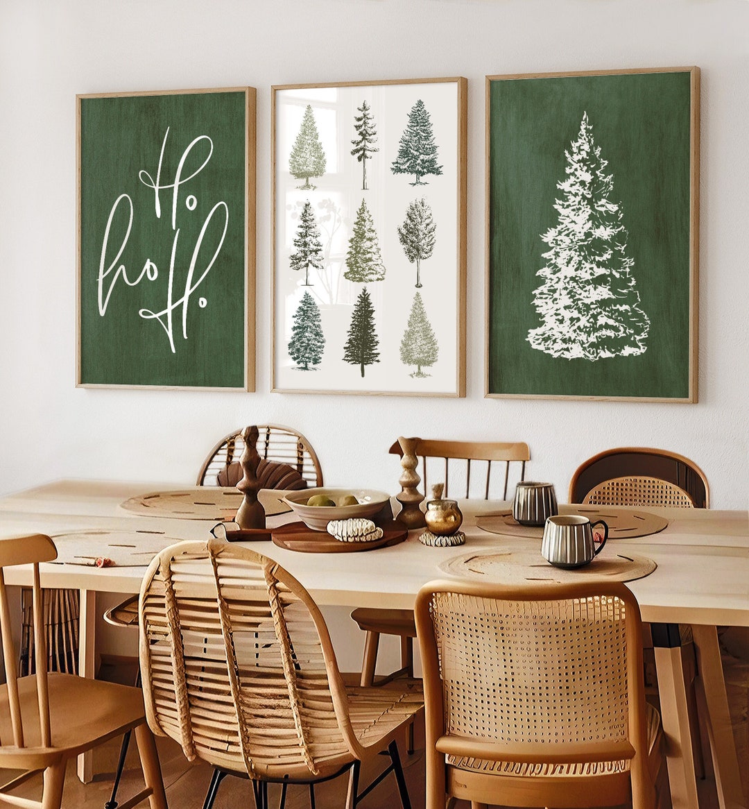Christmas Printable Wall Art, Christmas Prints, Set of 3, Green ...