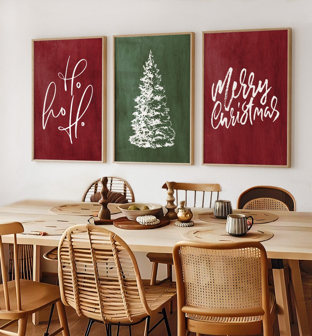 Christmas Prints, Christmas Printable Art, Christmas Wall Art, 3 Piece ...