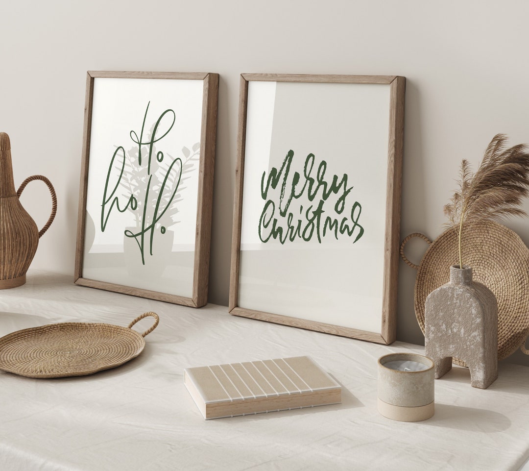 Christmas Prints, Set of 2, Merry Christmas Art, Christmas Wall Art ...