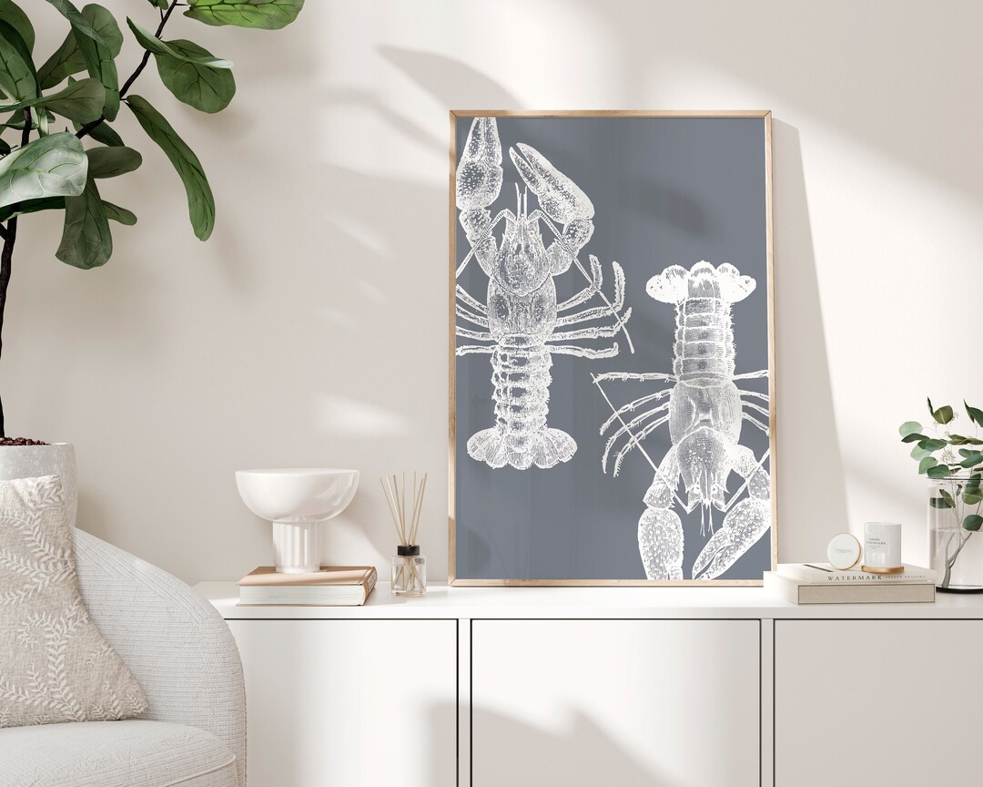 Lobster Print Beach Prints Lobster Wall Art Lake House Art - Etsy
