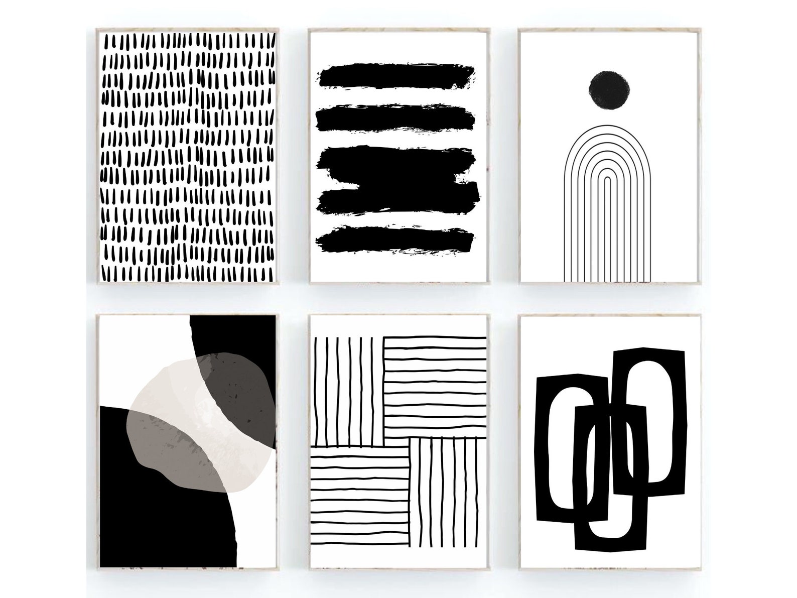 Gallery Wall Set Black and White Black and White Prints Set | Etsy
