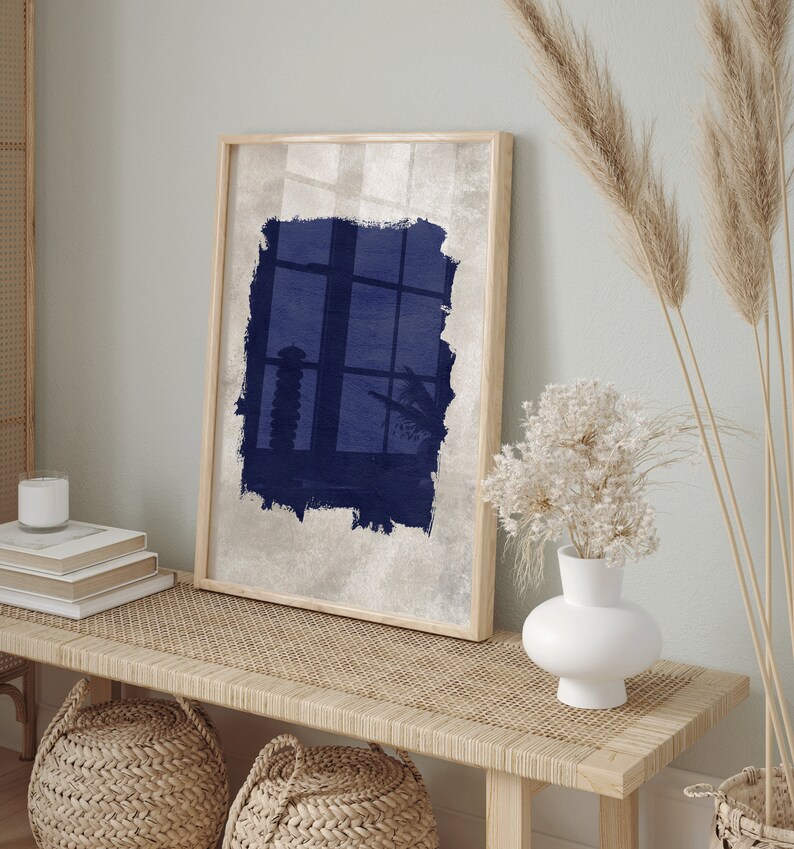 Navy Blue Abstract Wall Art, Navy Blue Prints, Abstract Painting ...