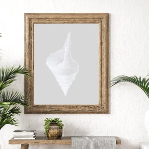 Gray Conch Shell Print, Sea Shell Wall Art, Coastal Decor, Beach Art ...