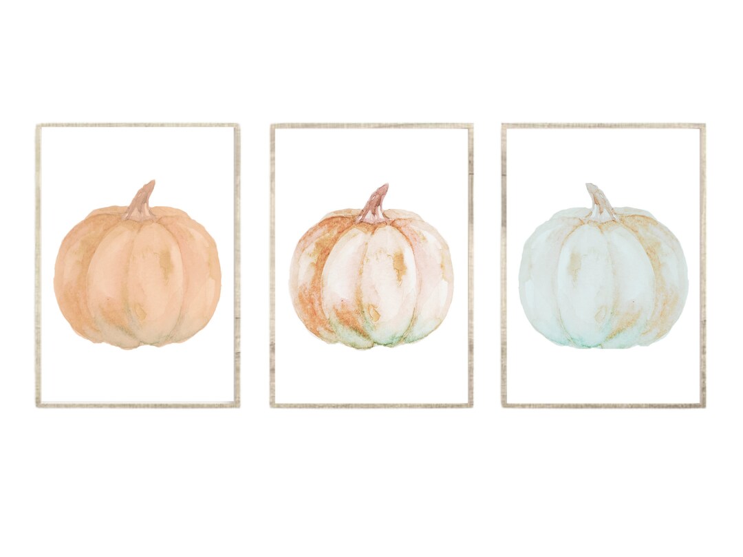 Pumpkin Prints, Set of 3, Fall Gallery Wall, Autumn Wall Art ...