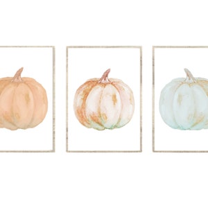 Pumpkin Prints, Set of 3, Fall Gallery Wall, Autumn Wall Art ...