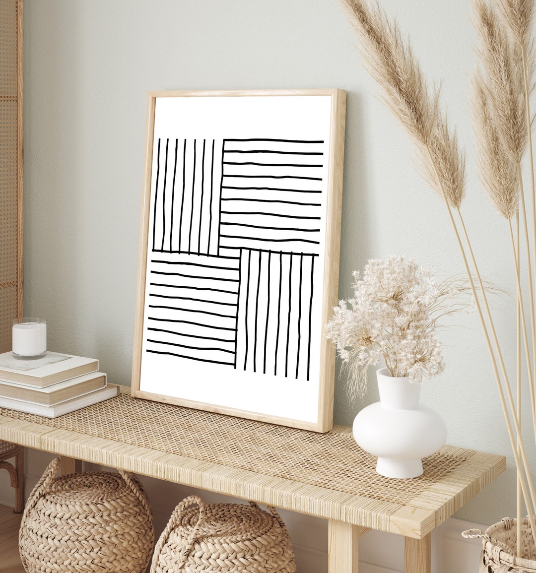 Black Line Print, Geometric Line Art, Abstract Wall Decor, Printable ...