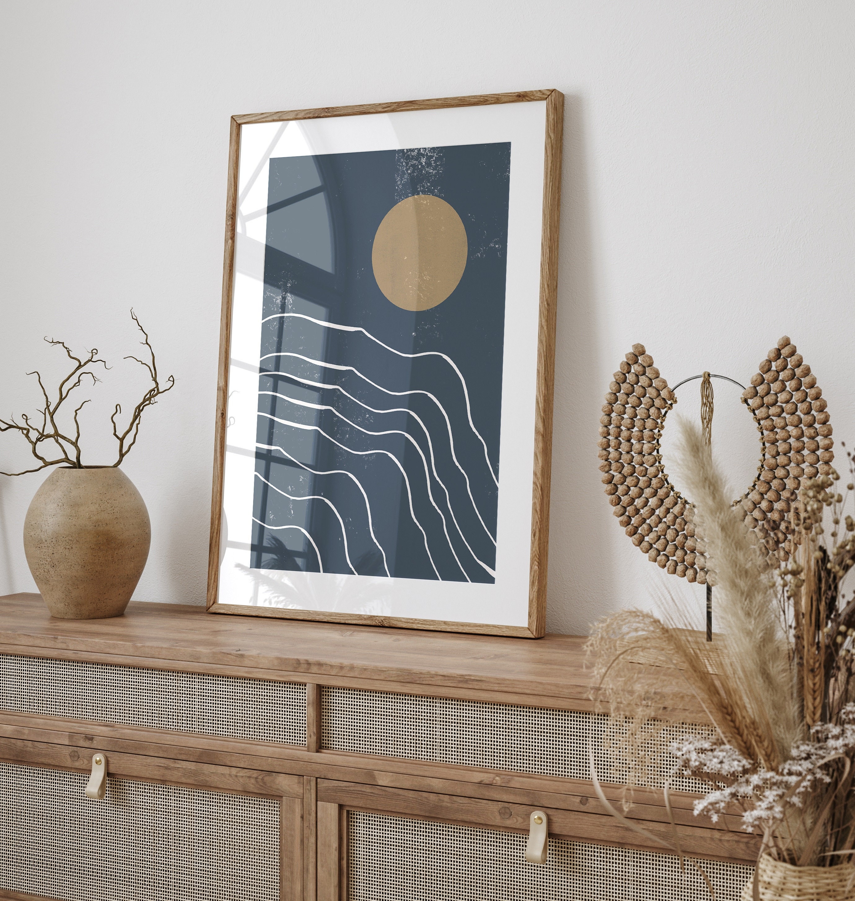 Boho Moon Art Print Abstract Boho Art Moon Print Full Moon - Etsy España