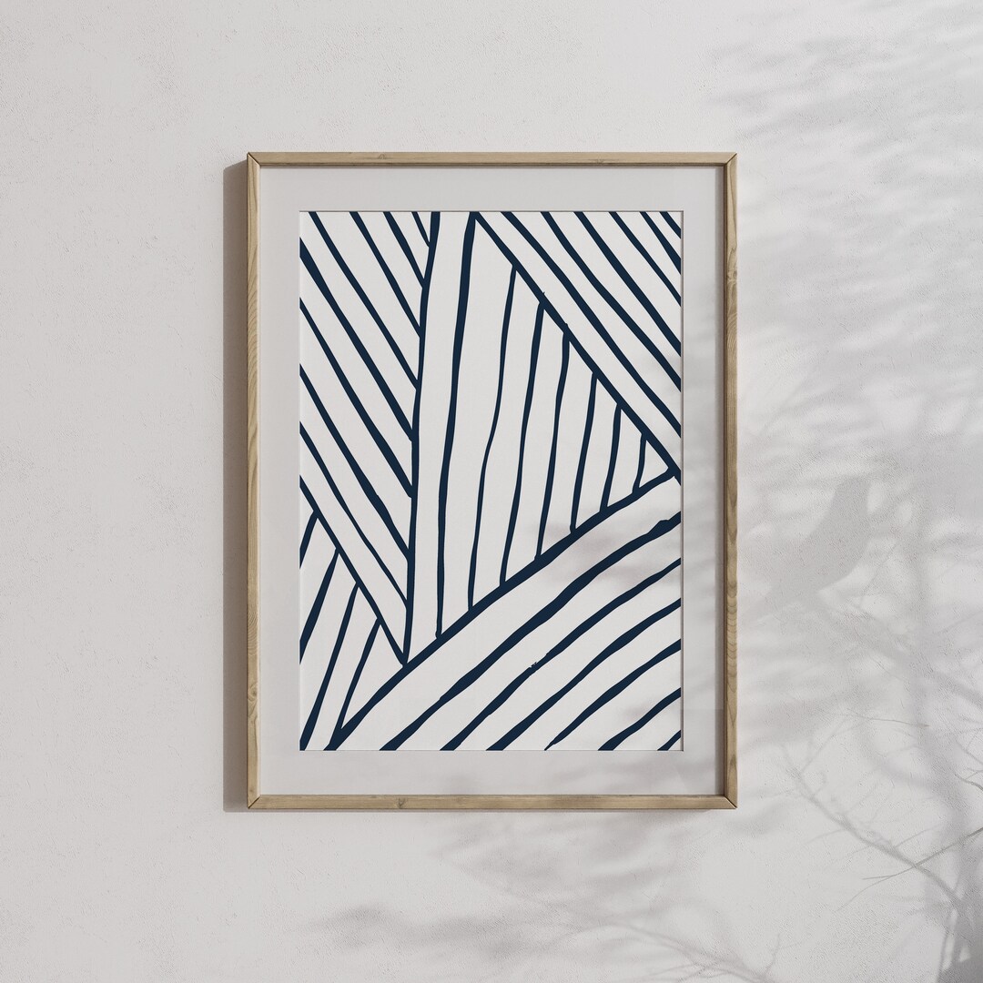 Navy Blue Abstract Art, Abstract Print, Abstract Line Art, Printable ...