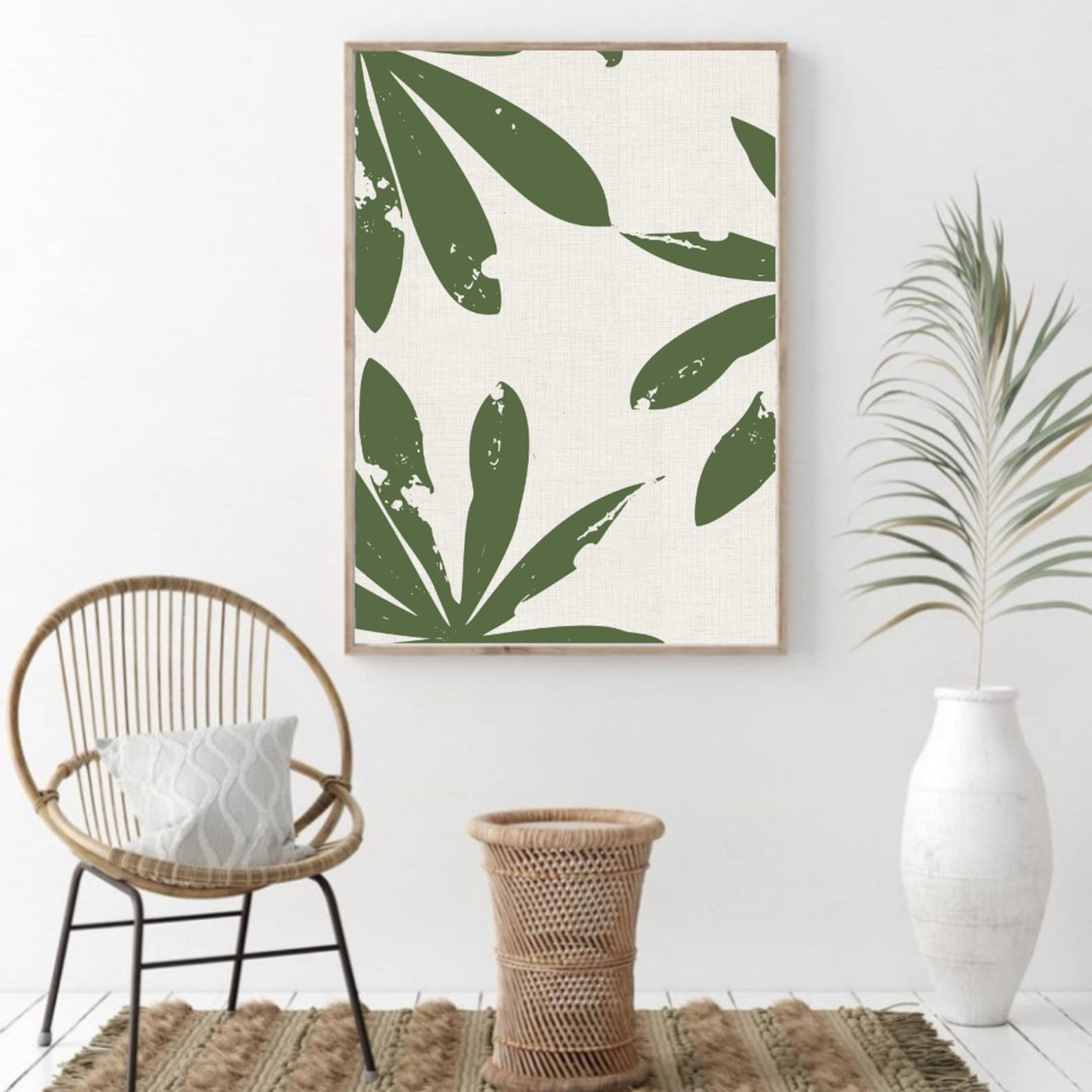 Green Leaf Prints Set of 2 Prints Printable Wall Art | Etsy