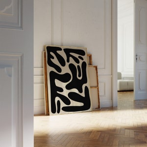 Black Abstract Prints, Black Wall Art, Black Modern Artwork,set of 2 ...