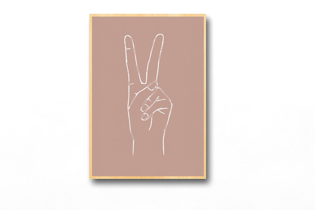 Peace Sign Outline Wall Print, Fine Line Wall Art, Minimalist Decor ...