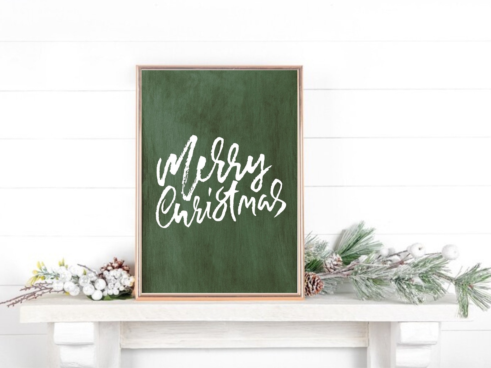 Green Christmas Prints, Printable Christmas Wall Art, 4 Piece Wall Art ...